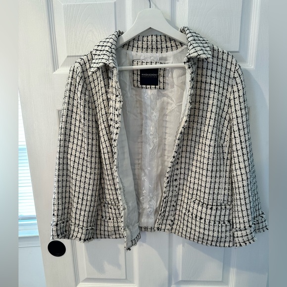 Magaschoni | Jackets & Coats | Magaschoni Open Front Textured Tweed ...